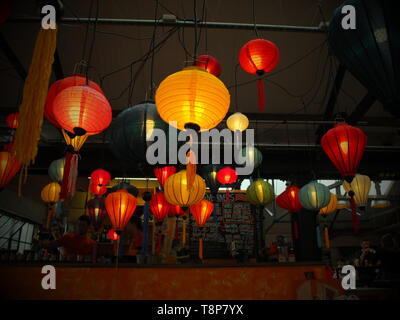 Vietnamese paper lanterns at Five Rivers restaurant at Cutlery Works, a ...
