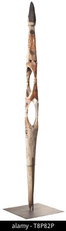 A North Western Asmat ancestral pole, New Guinea Stylised, polychrome ...