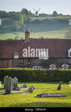 Turville windmill and Village Cottages Buckinghamshire UK Stock Photo ...