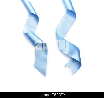 Beautiful blue ribbons on white background Stock Photo - Alamy