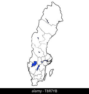 coat of arms of swedish counties on map of administrative divisions of ...