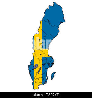 coat of arms of swedish counties on map of administrative divisions of ...