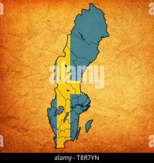 coat of arms of swedish counties on map of administrative divisions of ...