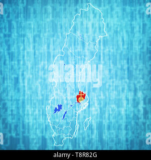 flag of Uppsala county on map of administrative divisions of Sweden ...