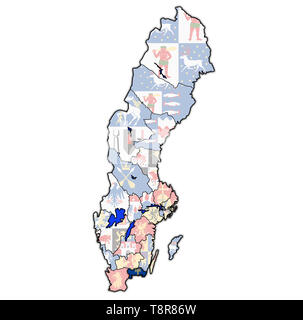 flag of Blekinge county on map of administrative divisions of Sweden ...