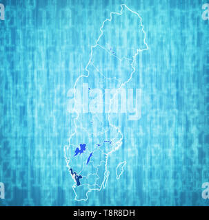 flag of Halland county on map of administrative divisions of Sweden ...