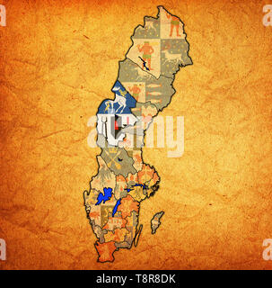 flag of Jamtland county on map of administrative divisions of Sweden ...