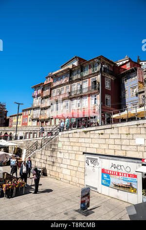 Colorful houses of Ribeira Square located in the historical center of ...
