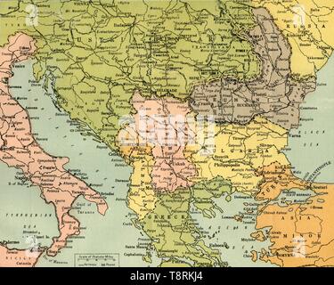 World War 2 map of Greece and the Balkans in 1941. Symbols show the ...