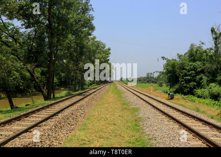 The Dhaka-Chittagong double track rail line at Narsingdi, Bangladesh ...