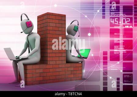 Computer networking between two peoples in color background Stock Photo ...