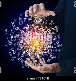 Man showing the binary digits Stock Photo - Alamy