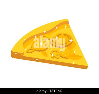 A vector Illustration of Golden Luxury Pizza Vector Icon in black ...