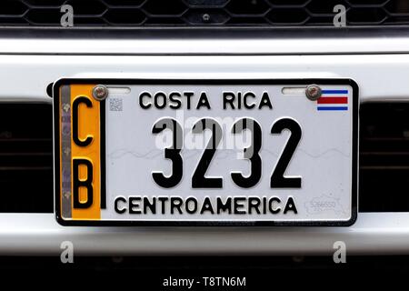 Close up of Costa Rica license plate in San Jose Costa Rica Central ...