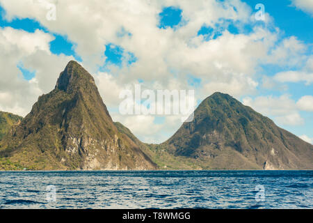 Caribbean, St Lucia, Petit and Gros Piton Mountains (UNESCO World ...
