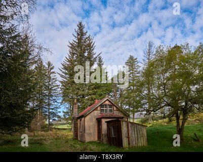 A small stone hut, or bothy, in Strid Woods, Bolton Abbey, Yorkshire ...