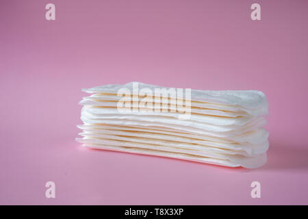 Stack of menstrual pads on white background. Gynecological care Stock ...