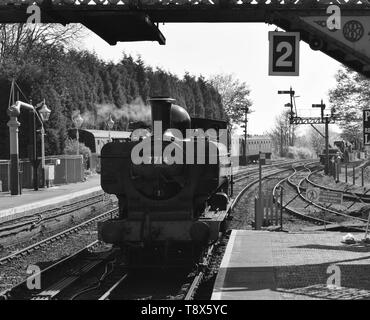 GWR Pannier 7714 Steam engine heading a passenger train over the ...