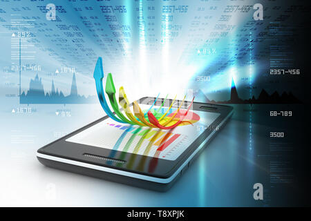 Smart phone with growing arrows Stock Photo - Alamy
