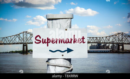 Street Sign the Direction Way to Supermarket Stock Photo - Alamy
