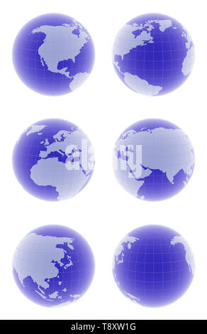 set of 3d globes with different angles Stock Photo - Alamy
