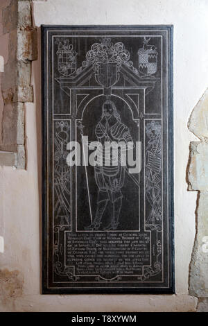 17th century memorial to Captain John Timperley died 1629 Hintlesham ...