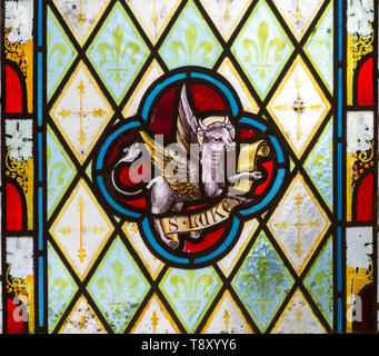 The winged ox or bull symbol of Saint Luke the Evangelist. Medieval ...