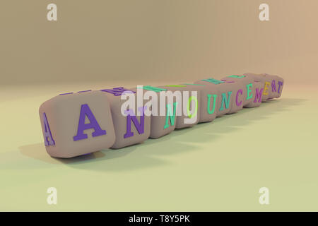 Announcement computer ICT keyword. Graphic resource, texture or ...