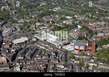 Aerial landscape view of the Harrogate town skyline in North Yorkshire ...