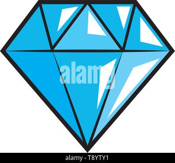Pop art poster. Blue diamond on a yellow background. Vector ...