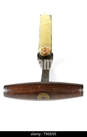 cheese iron with cheese sample isolated on white background Stock Photo ...