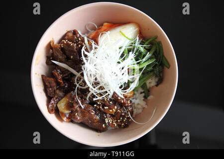 Gyudon Japanese beef rice bowl in close up Japanese local food Stock ...