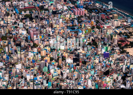 The capital of Maldives from the sky. Aerial view on male the capital ...