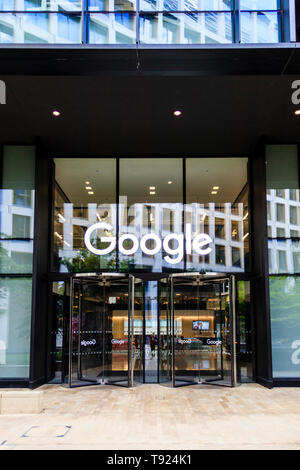 The Google logo over the door of the Google head office in Pancras ...