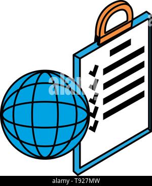 sphere planet browser with checklist vector illustration design Stock ...