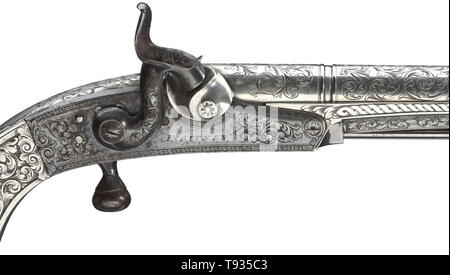 An English pistol of Scottish type, circa 1830 Smooth barrel in 12 mm ...