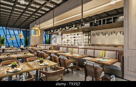 modern interior design of a restaurant, Arabic style with arched beams ...