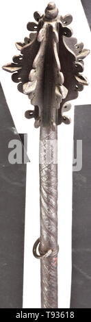 A South German mace, mid-16th century Head with seven flanges, the ...