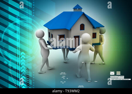 3D people holding a house Stock Photo - Alamy