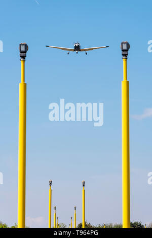 Approach lights at London Southend Airport, Essex, UK. Approach ...