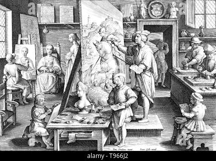 Jan van der Straet, called Stradanus - Page of a Sketchbook- Showing a ...