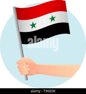 Syria flag in hand. Patriotic background. National flag of Syria vector ...