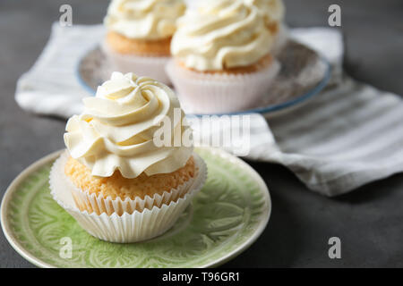Cupcake on plate Stock Photo - Alamy