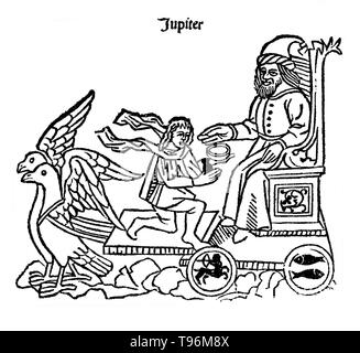 Jupiter in his chariot, drawn by a pair of eagles. In ancient Roman ...