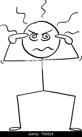 Cartoon vector stickman of mad crazy raging man driving a car fast ...