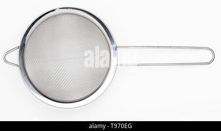 Metallic colander for cooking (kitchenware collection). Open. Isolated ...