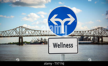Street Sign the Direction Way to Wellness versus Stress Stock Photo - Alamy