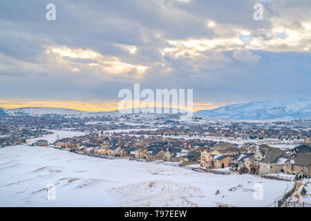 homes, houses, base of mountain, near town of Sefrou, Morocco, Africa ...