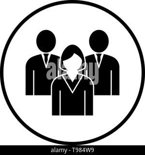 Teamwork Icon. Thin Circle Stencil Design. Vector Illustration Stock ...