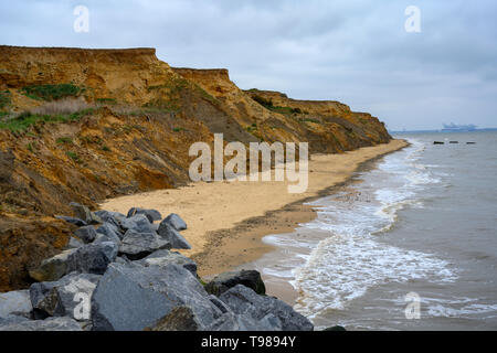The eroded cliffs at Walton on the Naze town, Tendring district, Essex ...